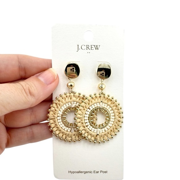 J. Crew | Jewelry | J Crew Gold And Beige Earrings | Poshmark